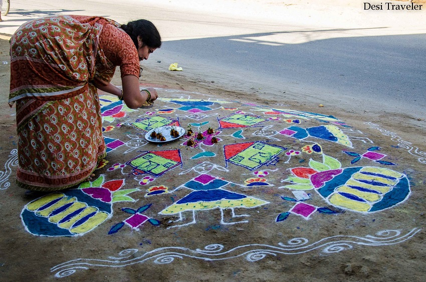 Traditional Village Rangoli designs from Pochampally Village Telangana